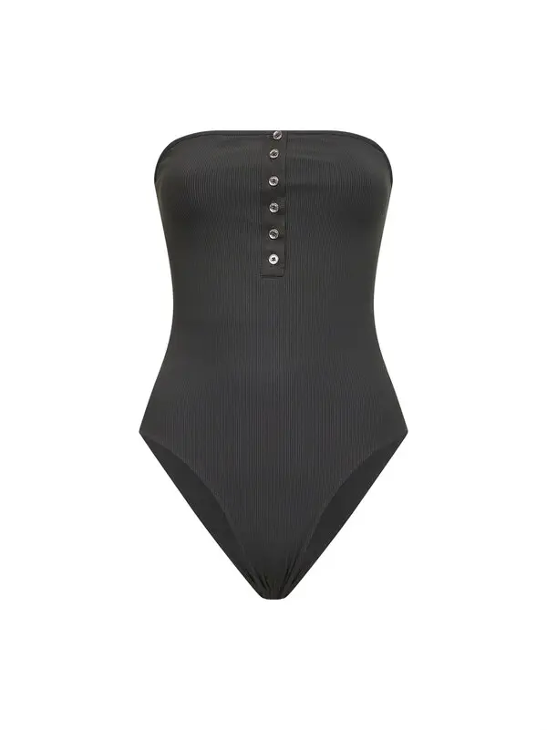 TOTEME Ribbed Stretch Jersey Strapless One-piece Swimsuit - Multicolor