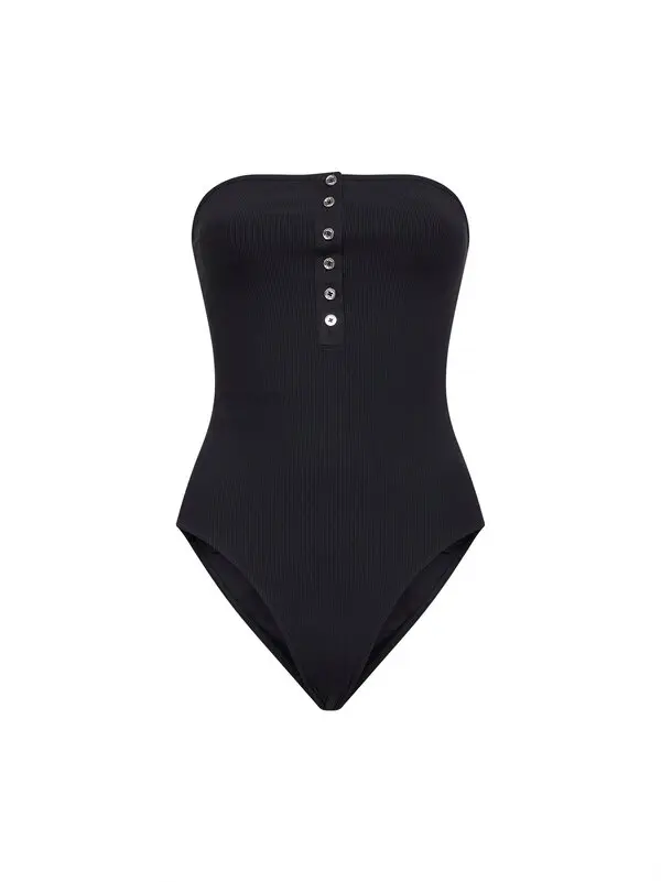 TOTEME Ribbed Stretch Jersey Strapless One-piece Swimsuit - Multicolor