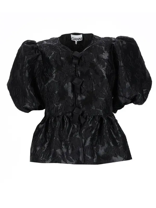 GANNI Peplum Top - Black