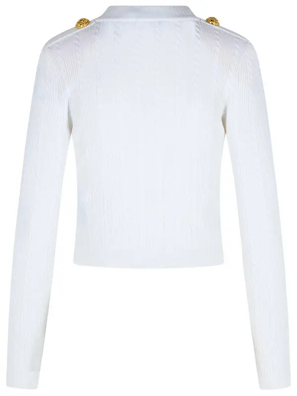 Balmain Viscose Blend Cardigan - White