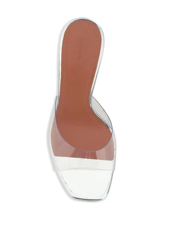 Amina Muaddi Lupita Mules Transparent Square-toe High Heel