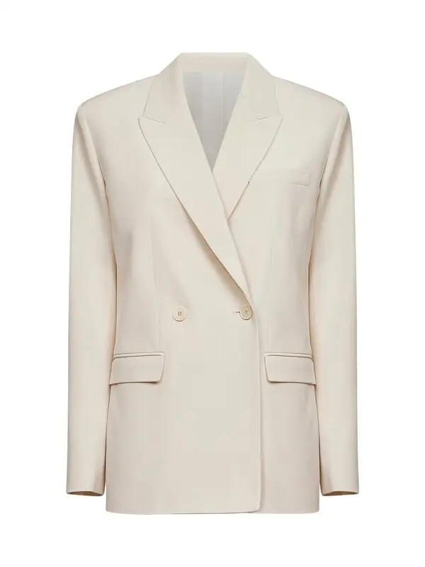 Isabel Marant Étoile Ecru Fluid Crepe Double-breasted Blazer - Multicolor