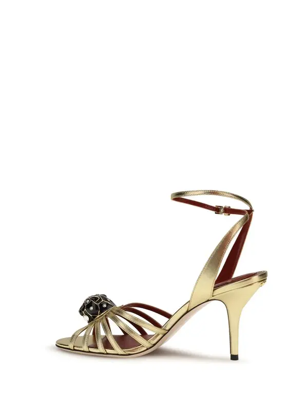 Valentino Garavani Pas De Chat Leather Sandals - Gold