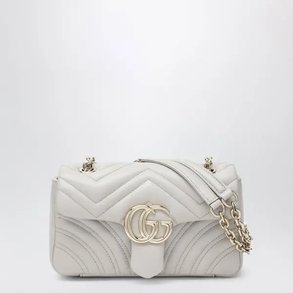 Gucci Small White Gg Marmont Shoulder Bag - Gray