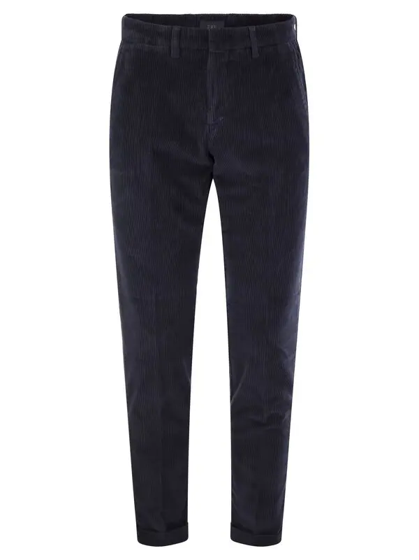 FAY Slim Corduroy Trousers - Blue