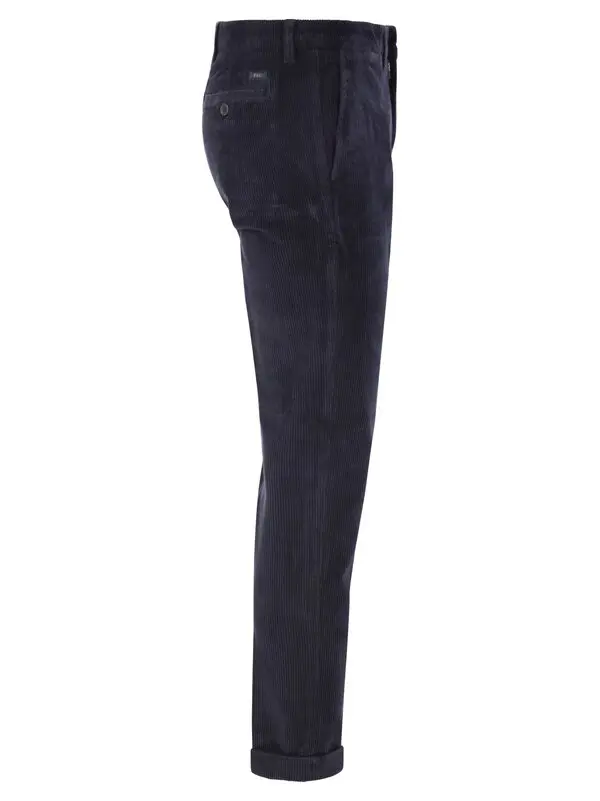 FAY Slim Corduroy Trousers - Blue