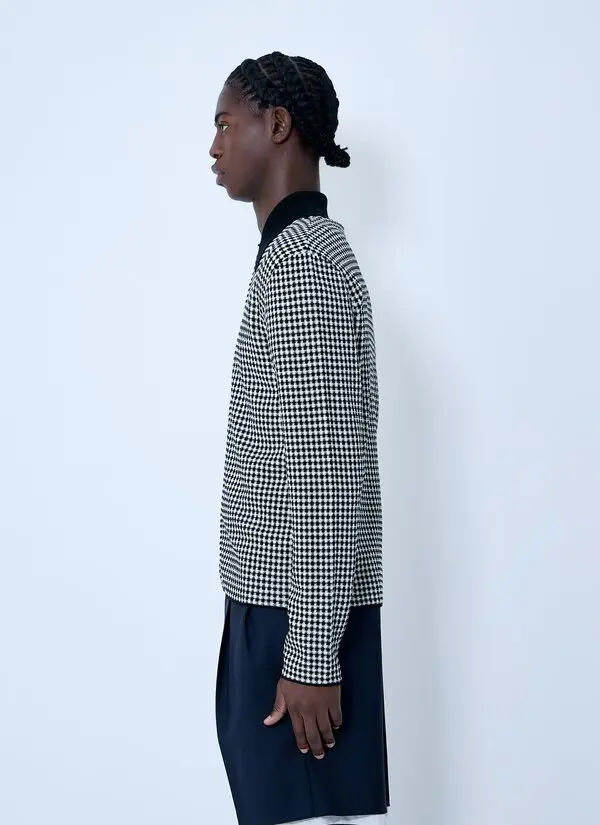 JIL SANDER Houndstooth Zip-up Shirt - Gray