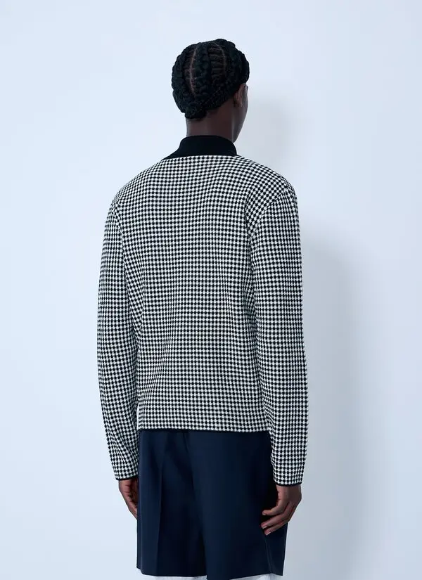 JIL SANDER Houndstooth Zip-up Shirt - Gray