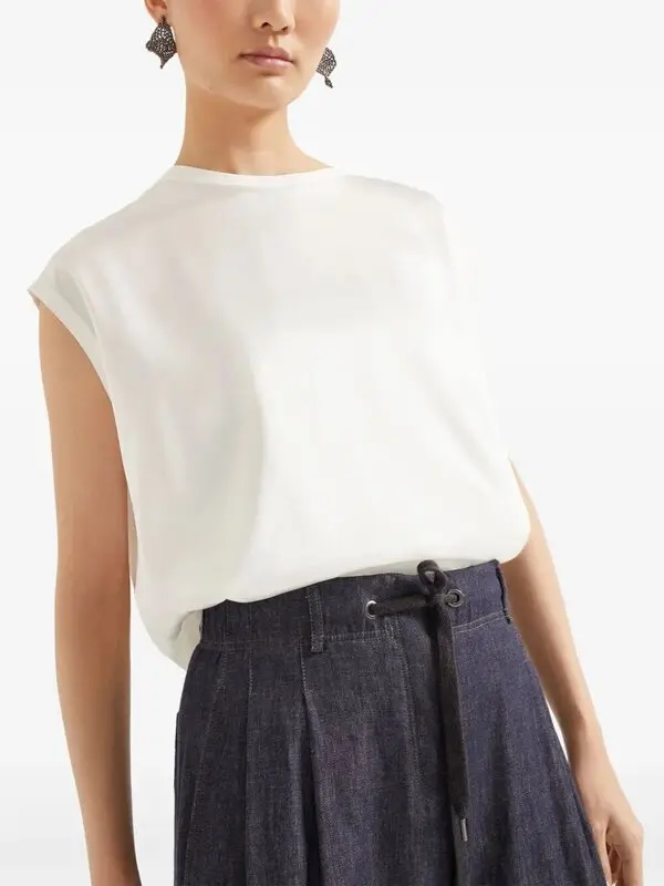 Brunello Cucinelli Silk Short Sleeve Top
