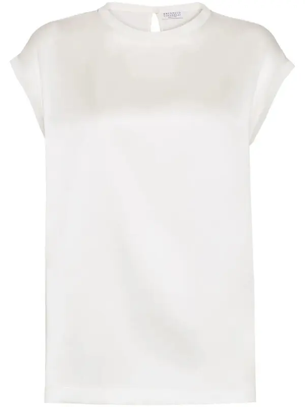 Brunello Cucinelli Silk Short Sleeve Top - Multicolor
