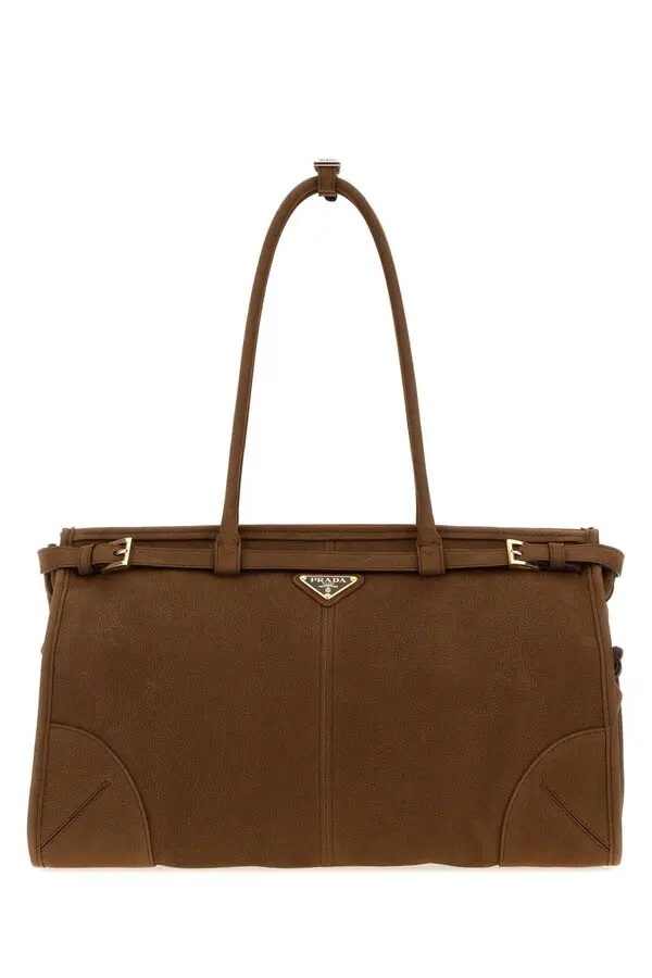 Prada Nabuk Large Bonnie Shopping Bag - Brown