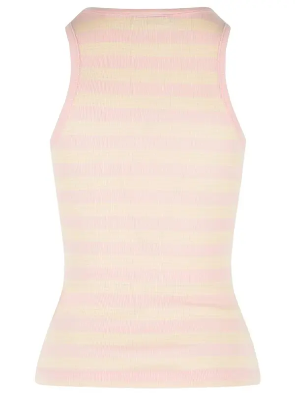 GANNI Cotton Blend Ribbed Tank Top - Pink