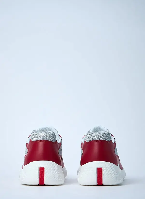 Prada America's Cup Low-top Leather And Mesh Sneakers - Red