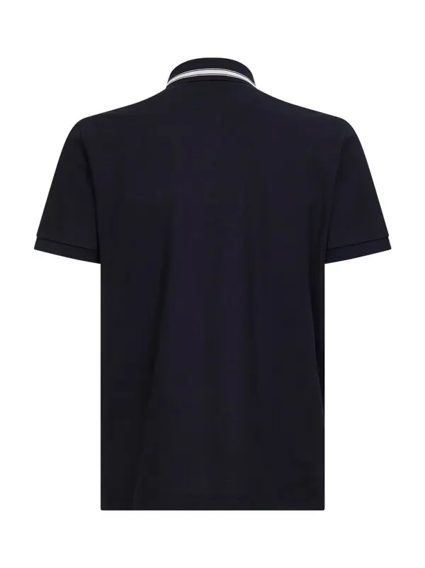 Moncler Blue Cotton Pique Polo Shirt With Logo Detail