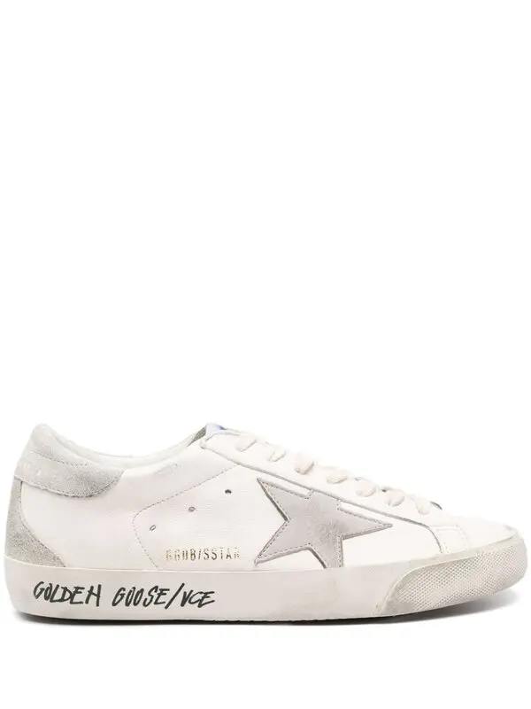 GOLDEN GOOSE Super-star Leather Sneakers With Perforated Detailing And Signature Star - Multicolor