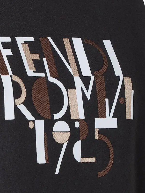 Fendi Oversized Cotton Sweatshirt With Roma Print - Black