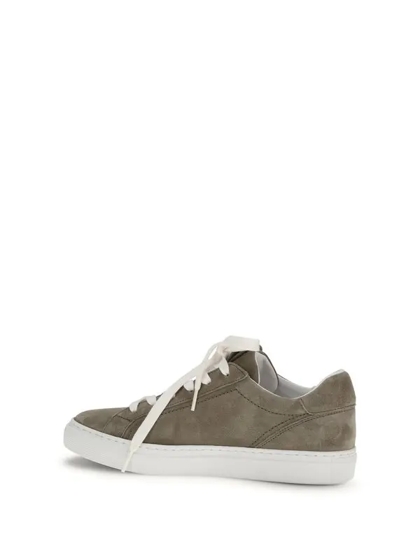 Brunello Cucinelli Suede Lace-up Sneakers With Precious Loop Detail