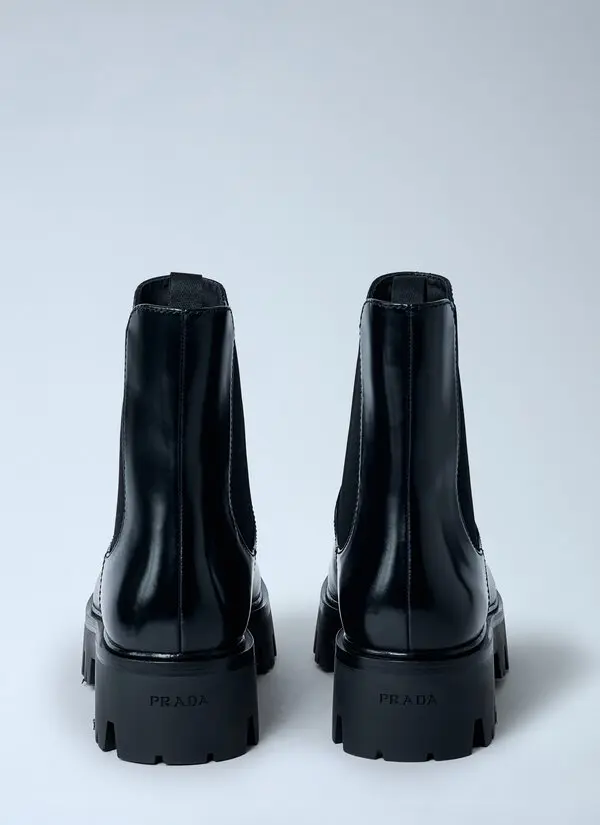 Prada Logo Plaque Chelsea Boots
