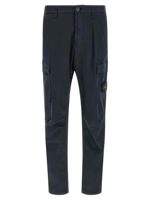 Stone Island Garment-dyed Stretch Cotton Twill Cargo Pants - Blue