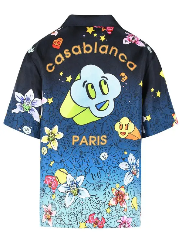 Casablanca Graffiti Repeat' Silk Shirt - Blue