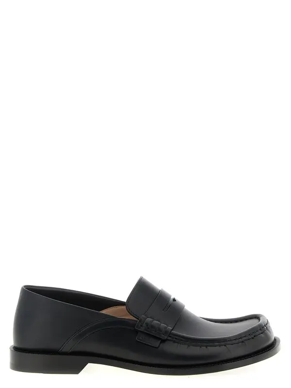 Loewe Campo Flap Back Loafers In Waxed Calf Leather