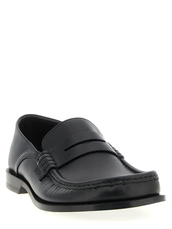 Loewe Campo Flap Back Loafers In Waxed Calf Leather