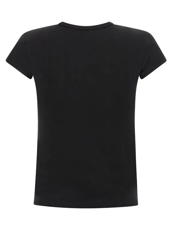 DIESEL® T-angie-od Stretch Cotton T-shirt With Embroidered Logo - Black