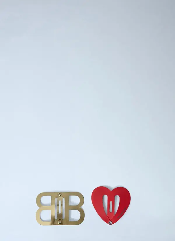 Balenciaga Set Of Two Bazr Lov Bb Hair Clips - Red
