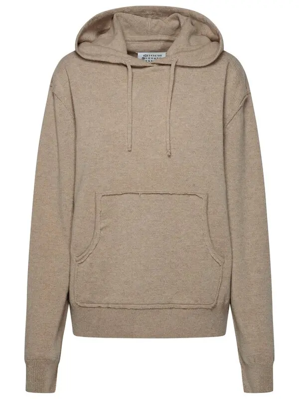 MAISON MARGIELA Taupe Cashmere Blend Hooded Sweatshirt - Cream