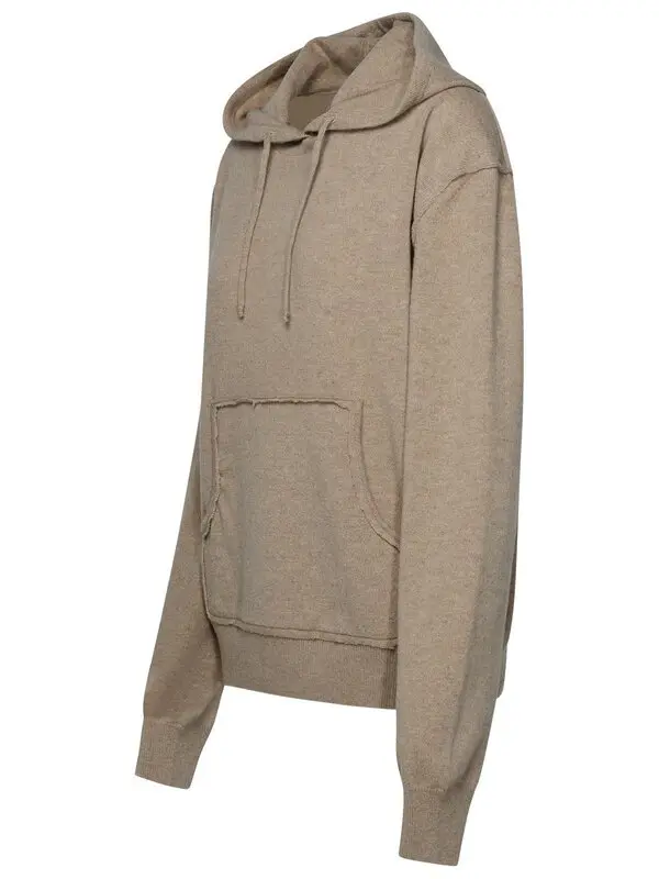 MAISON MARGIELA Taupe Cashmere Blend Hooded Sweatshirt