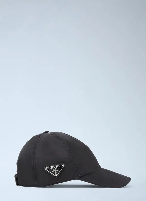 Prada Re-nylon Baseball Cap With Logo Plaque