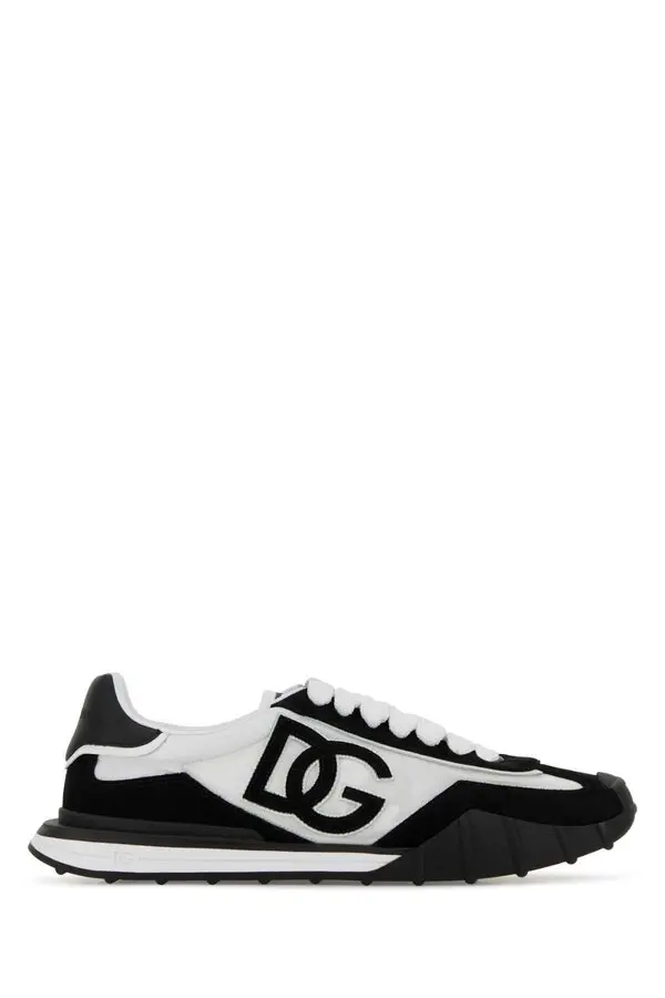 Dolce & Gabbana Two-tone Canvas And Suede Dg Athletic Sneakers