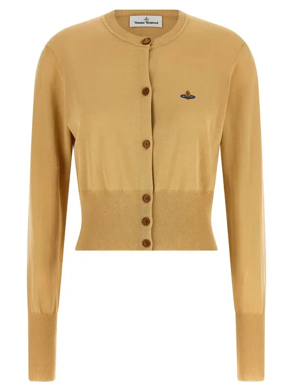 VIVIENNE WESTWOOD Bea Cropped Cardigan With Orb Embroidery - Cream