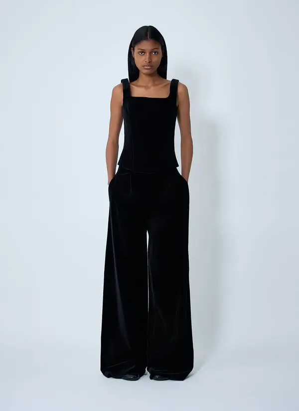 Max Mara Tailored Wide-leg Velvet Pants