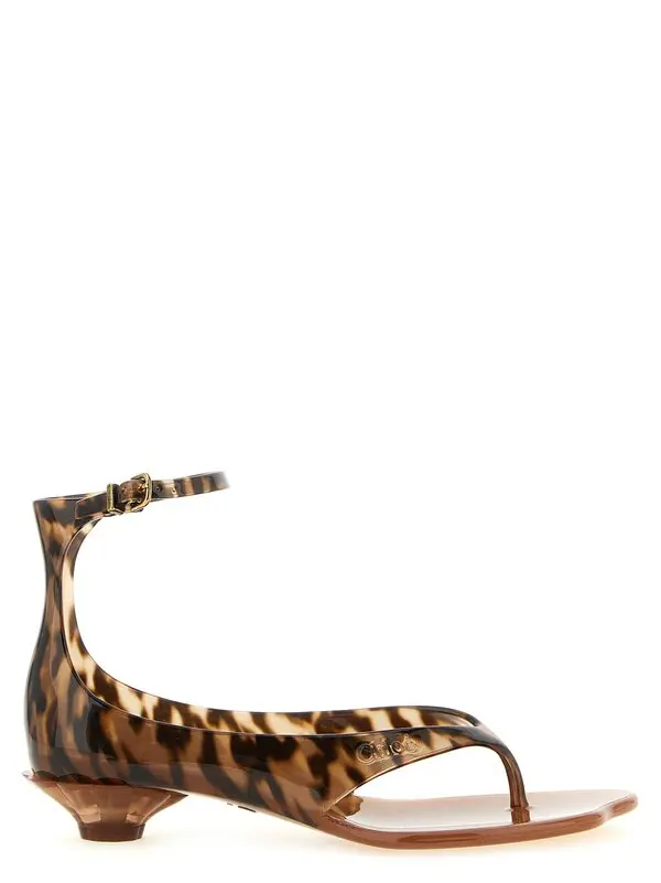 Chloé Jelly Sandals With Tropical Print - Brown