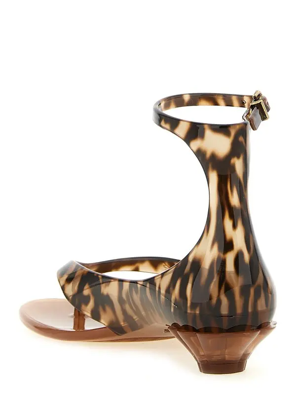 Chloé Jelly Sandals With Tropical Print - Brown