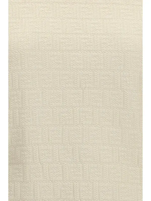 Fendi Cotton And Silk Crewneck Sweater With Ff Motif - Cream