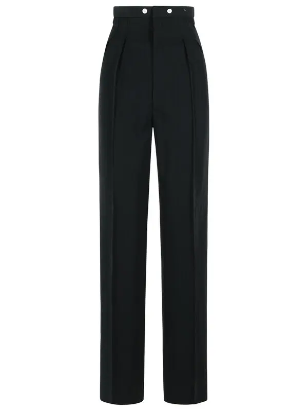 MAISON MARGIELA Wool High Waist Pleated Pants - Black
