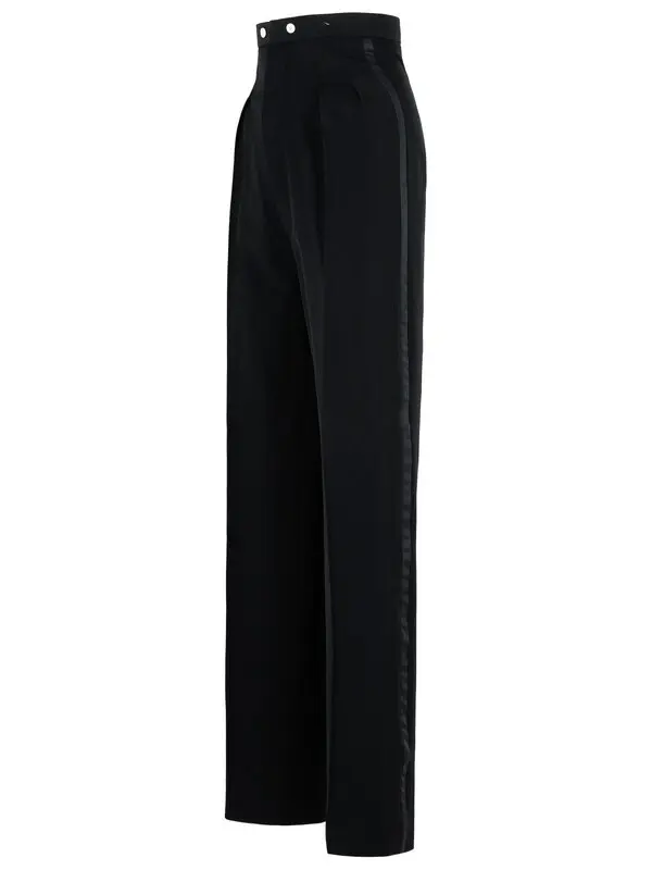 MAISON MARGIELA Wool High Waist Pleated Pants - Black
