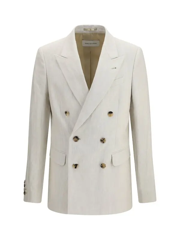 Dries Van Noten Barry Blazer In A Cotton And Linen Herringbone Blend