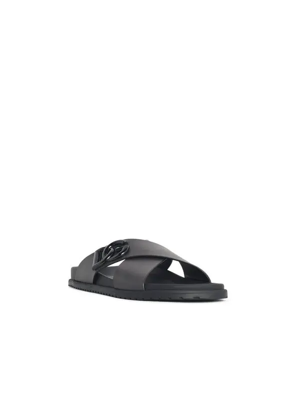 Dolce & Gabbana Leather Sliders - Brown