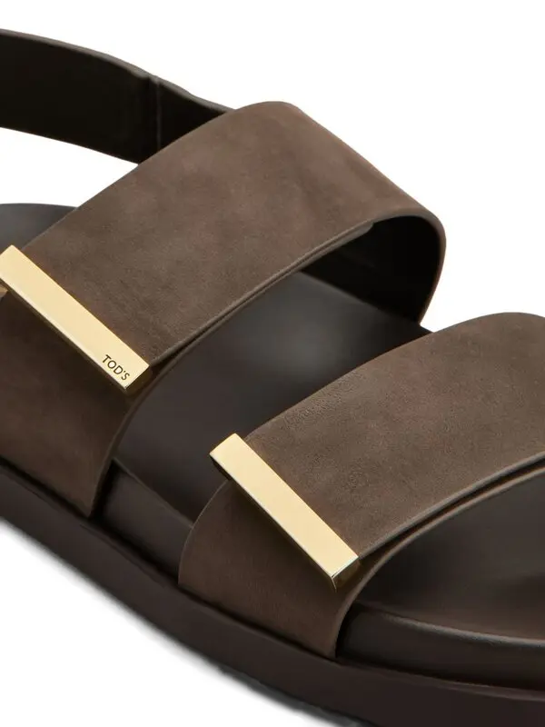 TOD'S Leather Slingback Sandals With Bar Detail - Multicolor