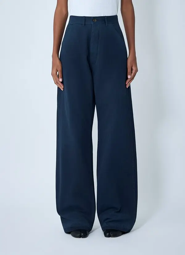MAISON MARGIELA Wide-leg Textured Cotton Twill Pants - Blue