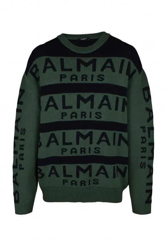 Balmain Wool Knit Sweater - Green