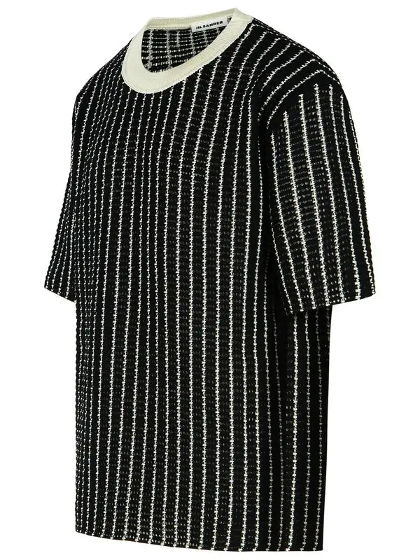 JIL SANDER Crochet' Cotton T-shirt - Black