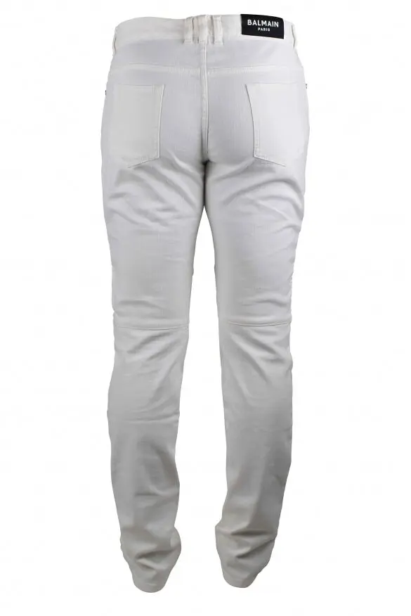 Balmain Skinny Jeans With Zippered Pockets And Knee Detail