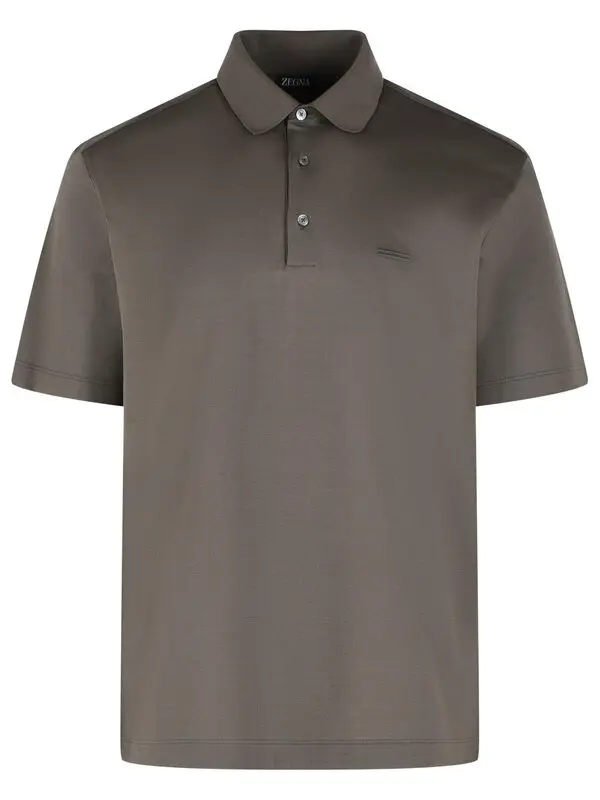Zegna Dark Taupe Cotton Polo Shirt - Gray