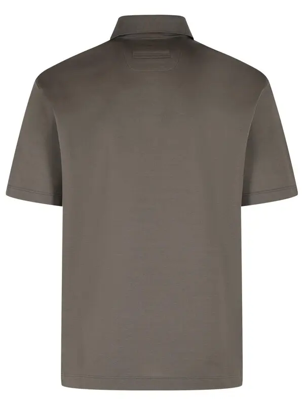 Zegna Dark Taupe Cotton Polo Shirt - Gray