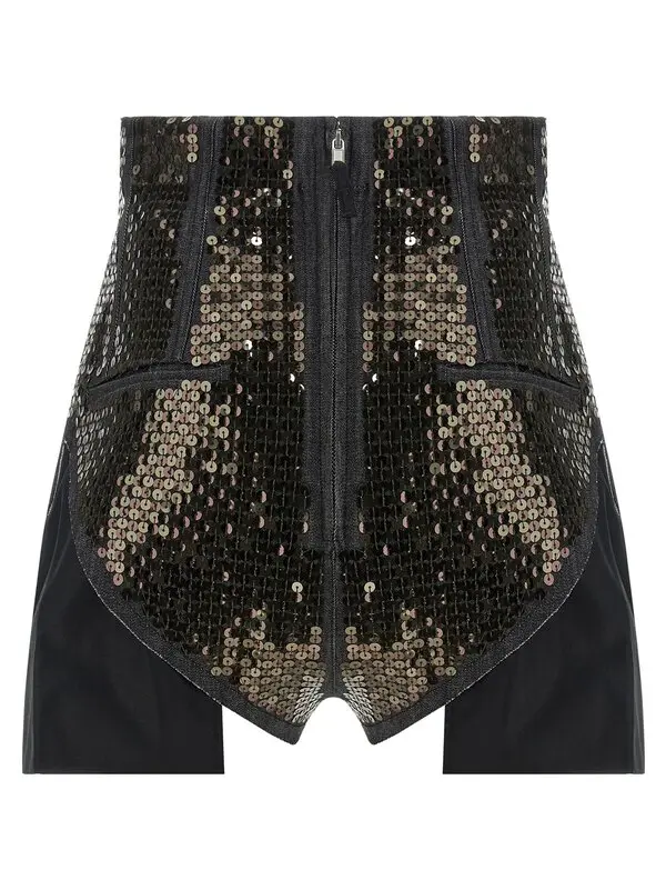 Rick Owens Dirt Cuoffs Sequined High-waisted Denim Shorts