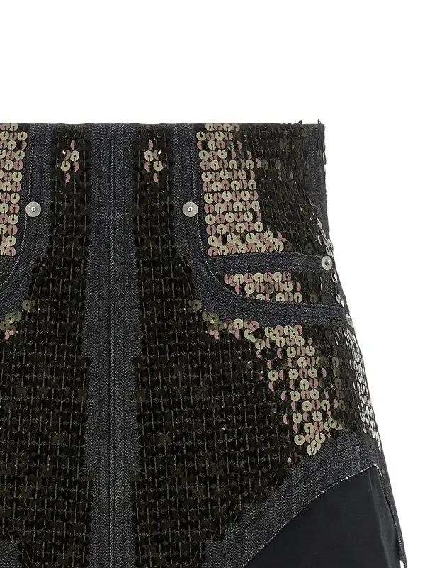 Rick Owens Dirt Cuoffs Sequined High-waisted Denim Shorts